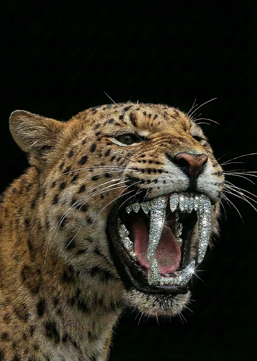 'Leopard with Diamond Teeth' Poster, picture, metal print, paint by ...