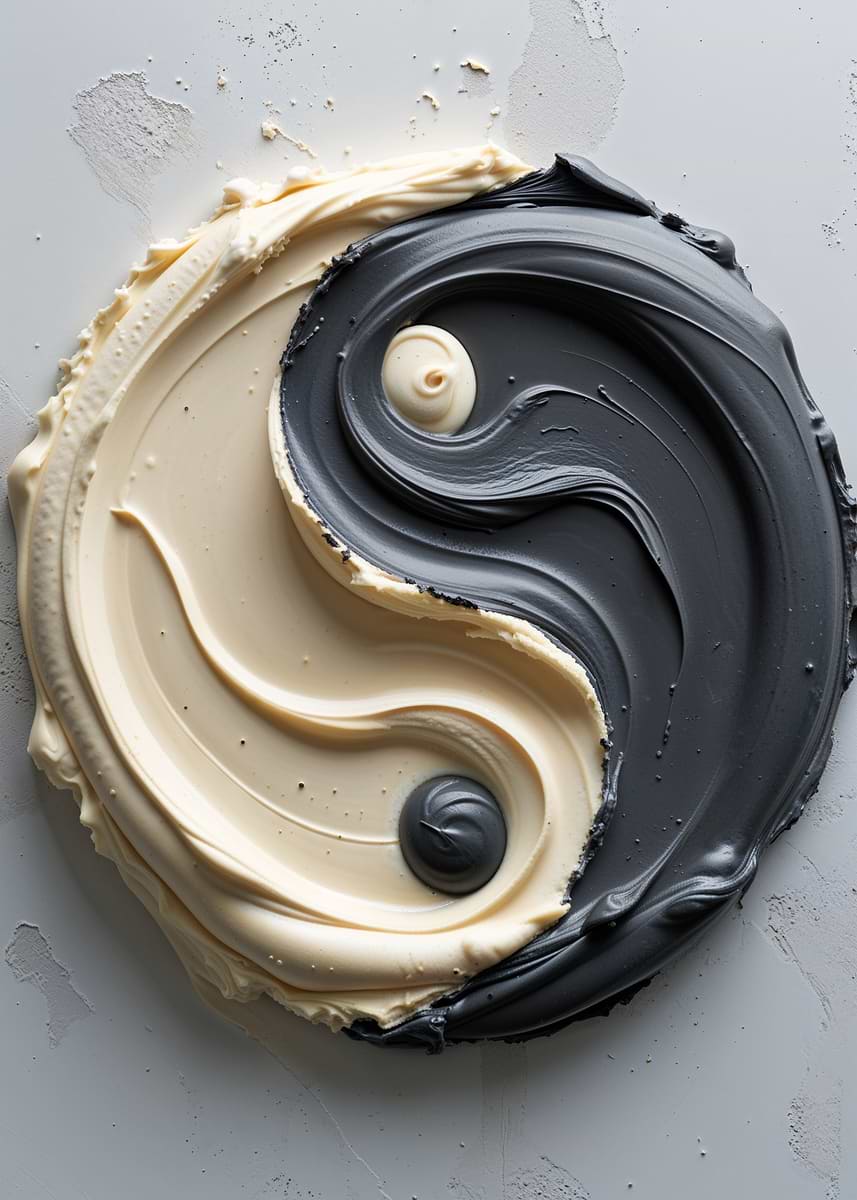 'Yin Yang Cream – Minimalist Abstract Art' Poster, picture, metal print ...