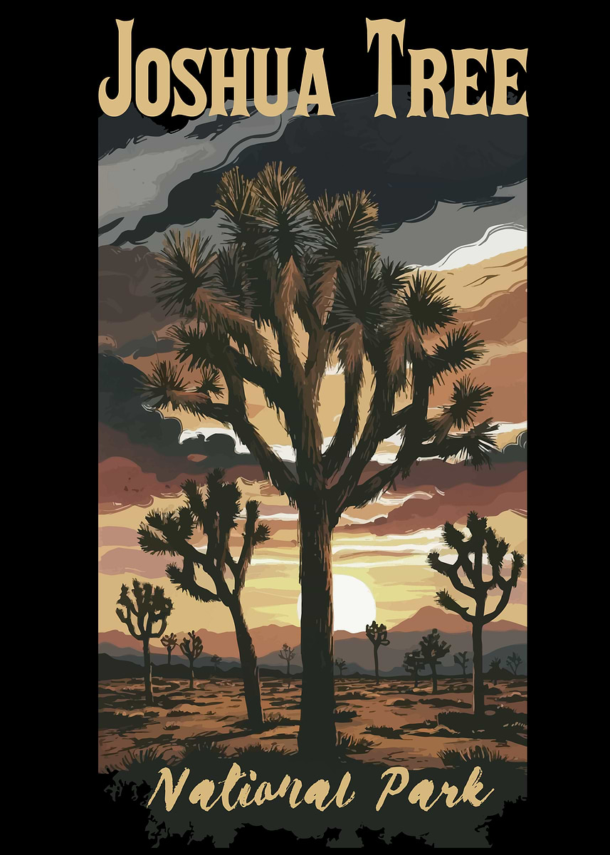 'Joshua Tree National Park Illustration Gift' Poster, picture, metal ...