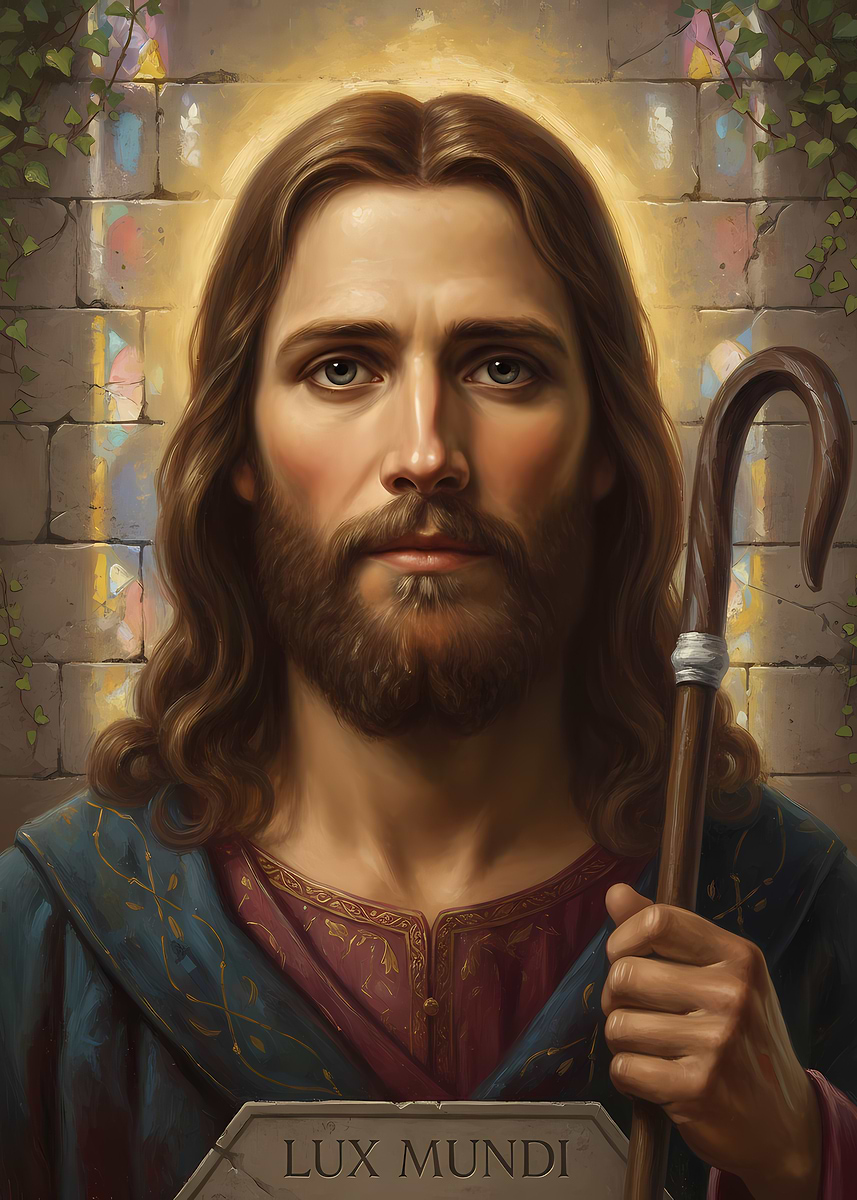 'Jesus Christ Portrait - Lux Mundi' Poster, picture, metal print, paint ...