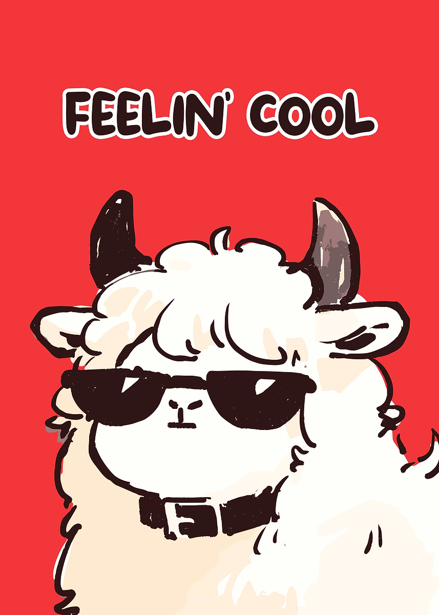 'Feelin' Cool Llama with Sunglasses' Poster, picture, metal print ...