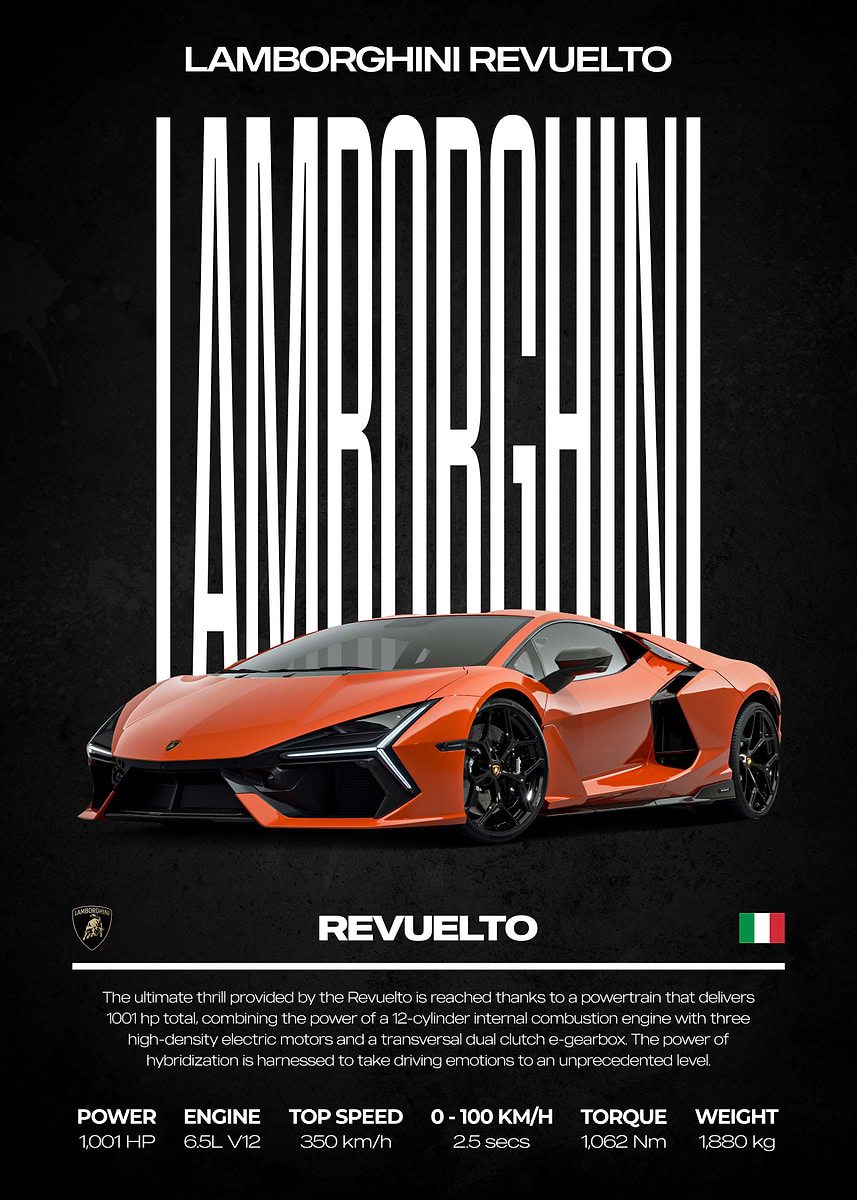 'Lamborghini Revuelto Car Poster' Poster, picture, metal print, paint ...