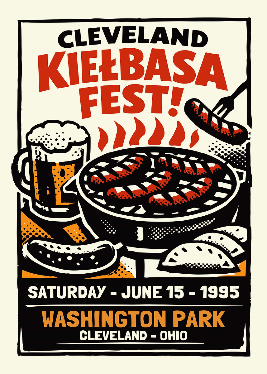 'Cleveland Kielbasa Fest Vintage Poster' Poster, picture, metal print ...