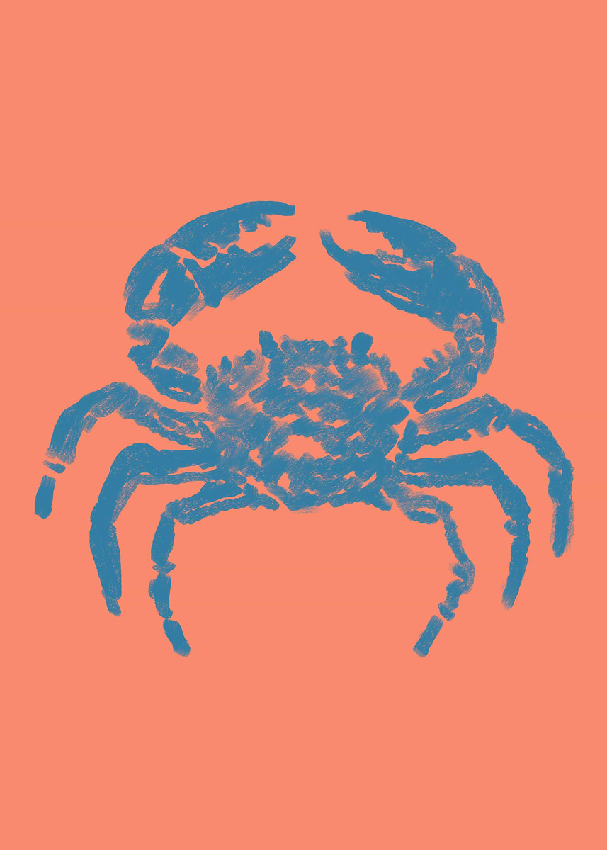 'Blue Crab on Coral Background' Poster, picture, metal print, paint by ...