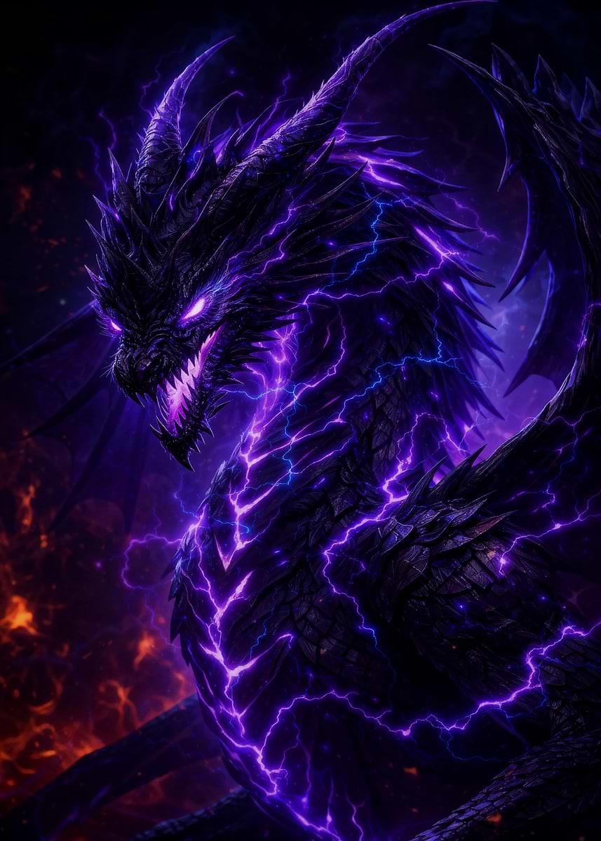 'Electric Dragon Fantasy Art' Poster, picture, metal print, paint by ...