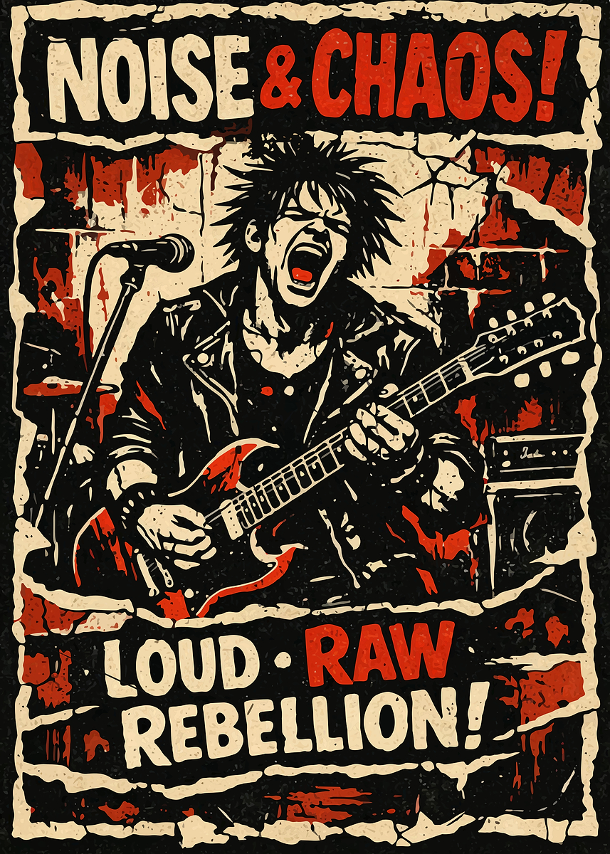 'Noise and Chaos Punk Rock Poster' Poster, picture, metal print, paint ...