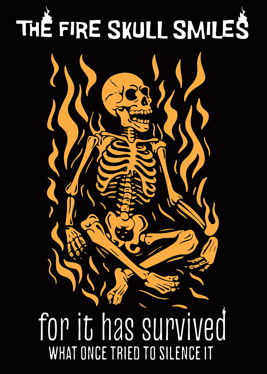 'The Fire Skull Smiles Illustration' Poster, picture, metal print ...