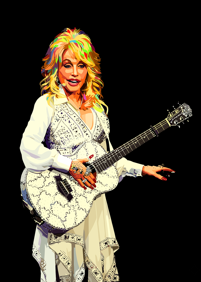 'Dolly Parton with Guitar Digital Art' Poster, picture, metal print ...