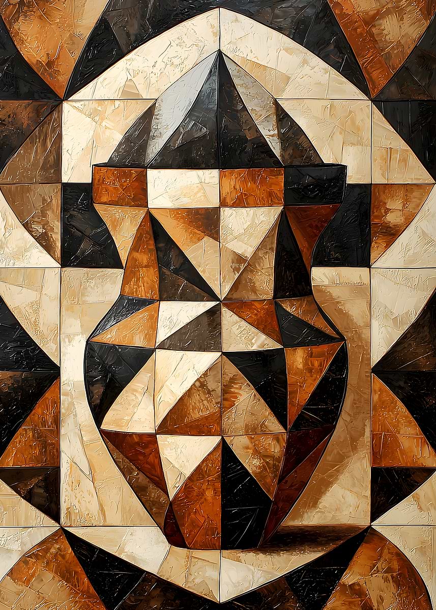 'Abstract Vase Painting with Geometric Patterns' Poster, picture, metal ...