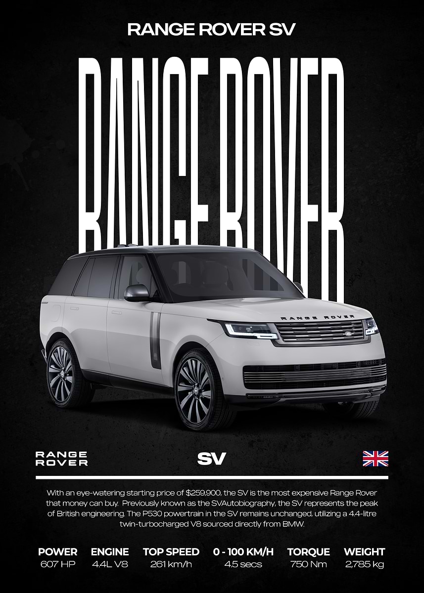 'Range Rover SV Car Advertisement' Poster, picture, metal print, paint ...