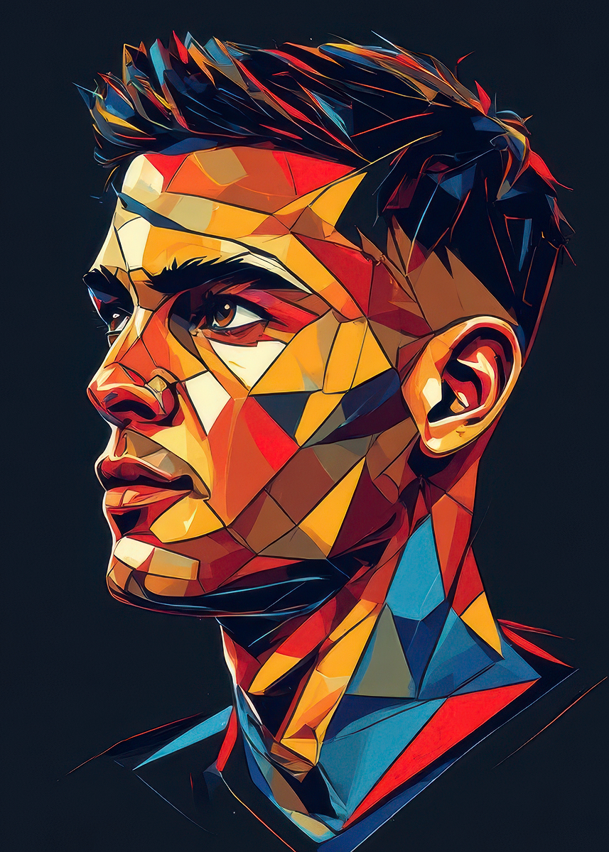 'Geometric Portrait of a Man' Poster, picture, metal print, paint by ...