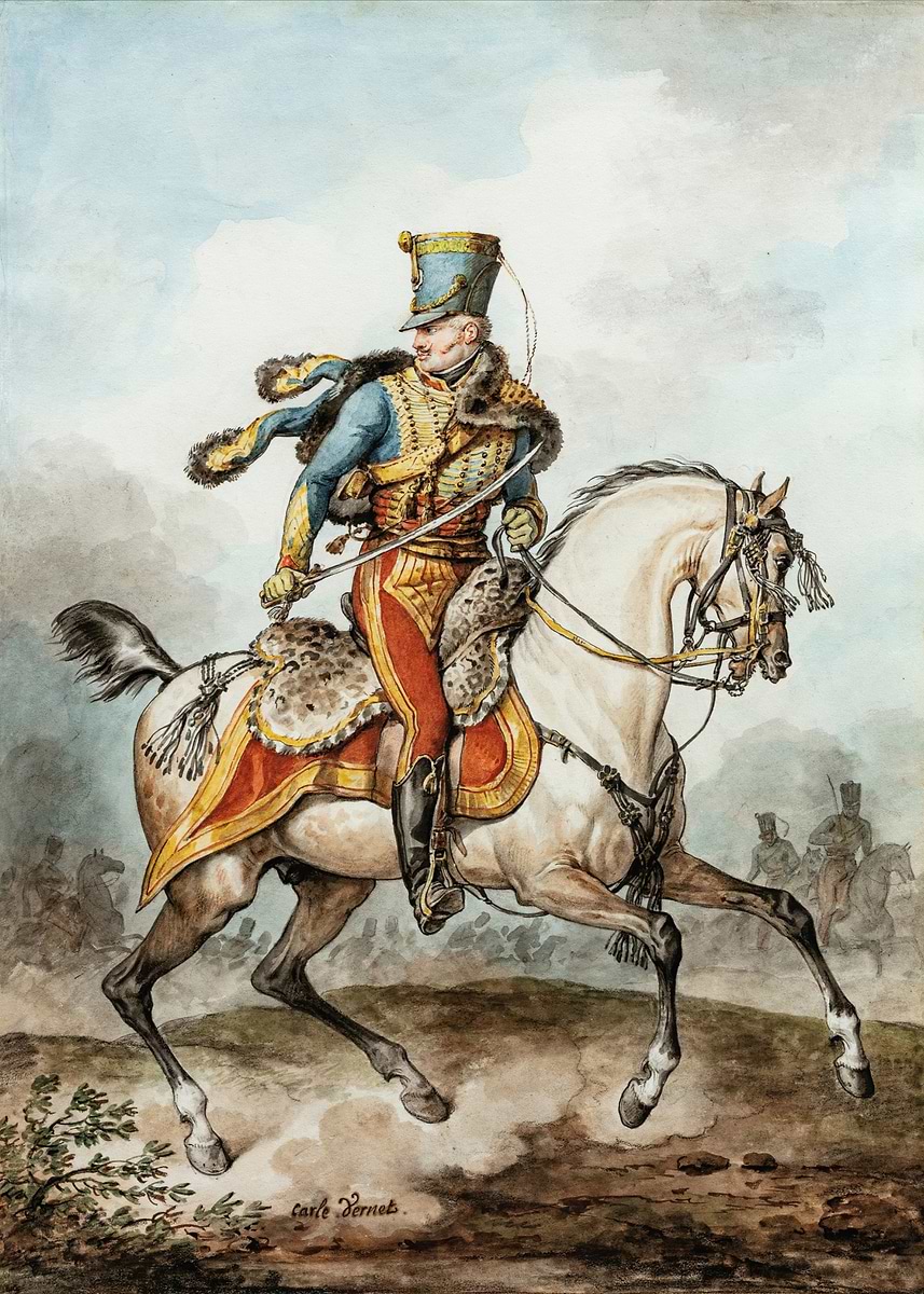 'Hussar on Horseback Watercolor Painting' Poster, picture, metal print ...