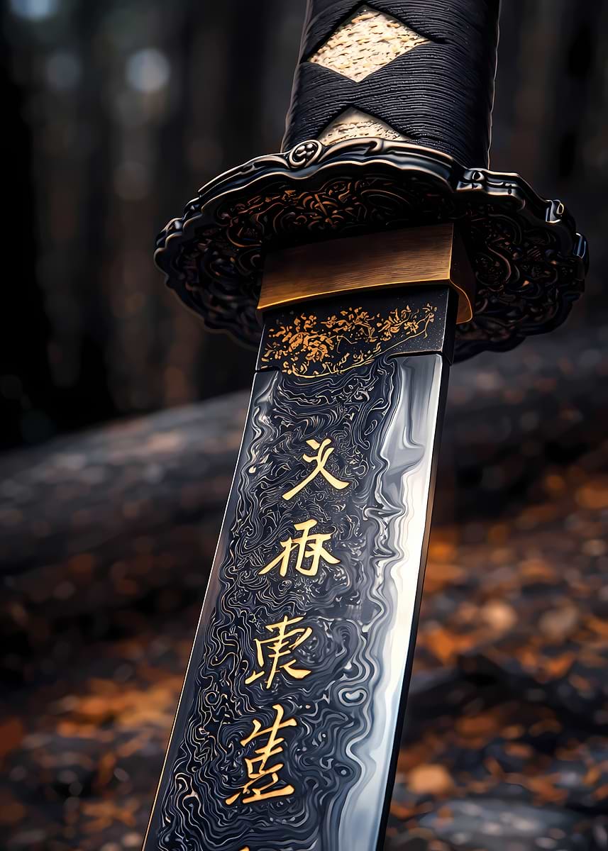 'Detailed Katana Sword Close-Up' Poster, picture, metal print, paint by ...