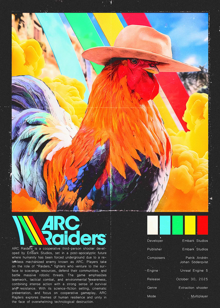 'Arc Raiders Rooster Poster' Poster, picture, metal print, paint by ...