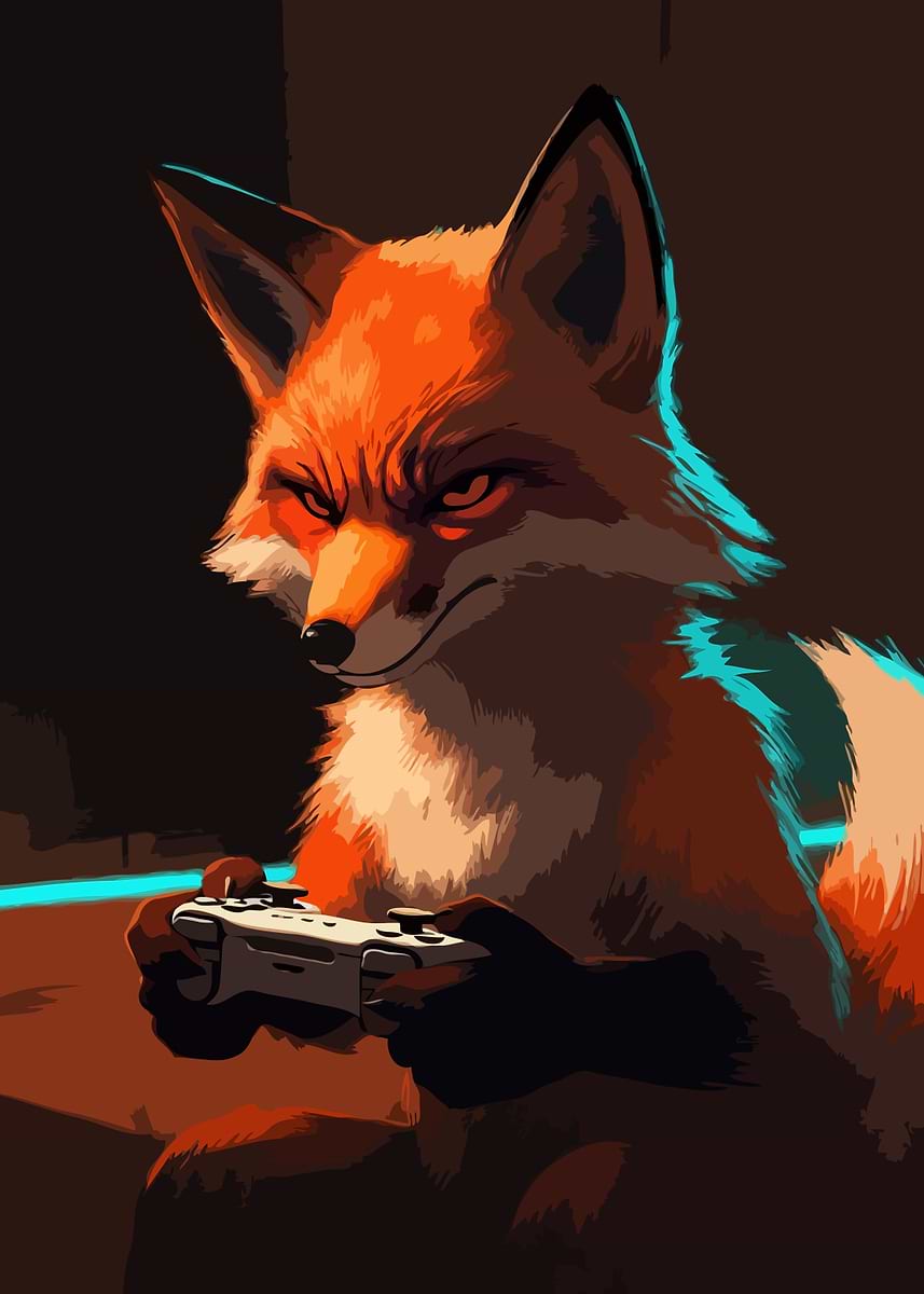 'Fox Gamer with Controller Lock In Art' Poster, picture, metal print ...