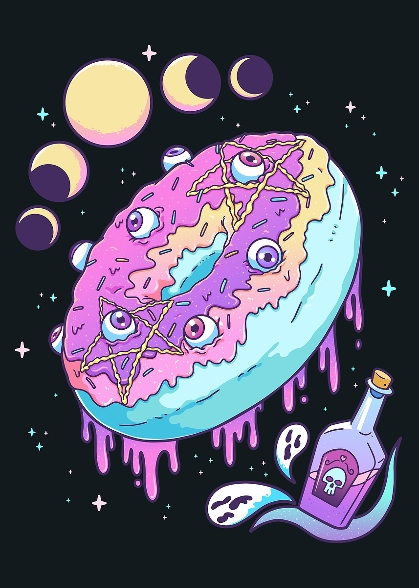 'Pastel Goth Donut' Poster, picture, metal print, paint by GoshWow ...