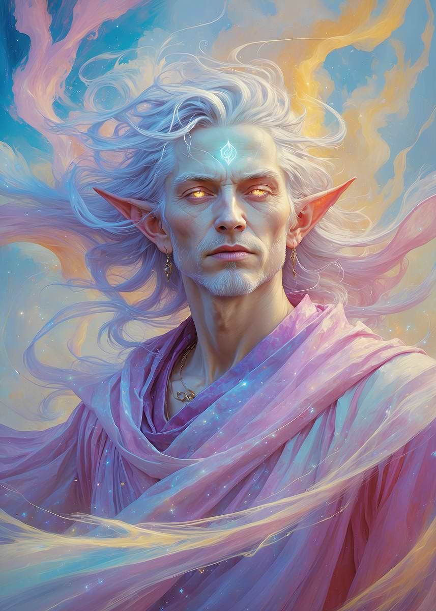 'Ethereal Elven Seer — Pastel Fantasy Portrait' Poster, picture, metal ...