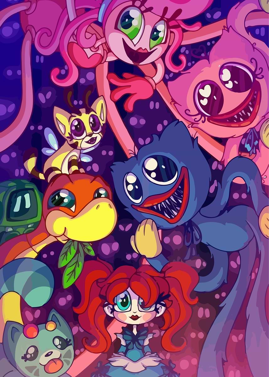 'Poppy Playtime characters cartoon illustration' Poster, picture, metal ...