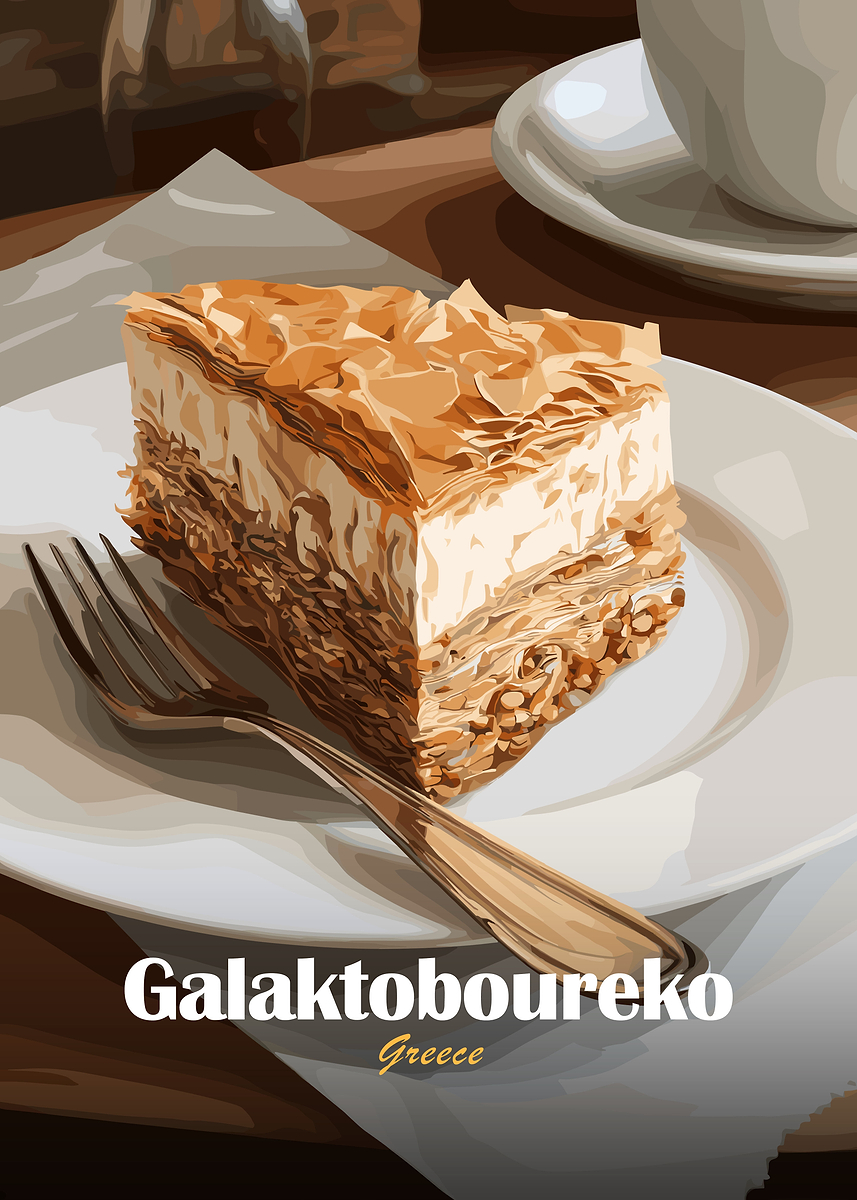 'Galaktoboureko Dessert from Greece' Poster, picture, metal print ...