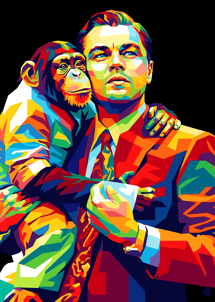 'Leonardo DiCaprio with Monkey Pop Art' Poster, picture, metal print ...