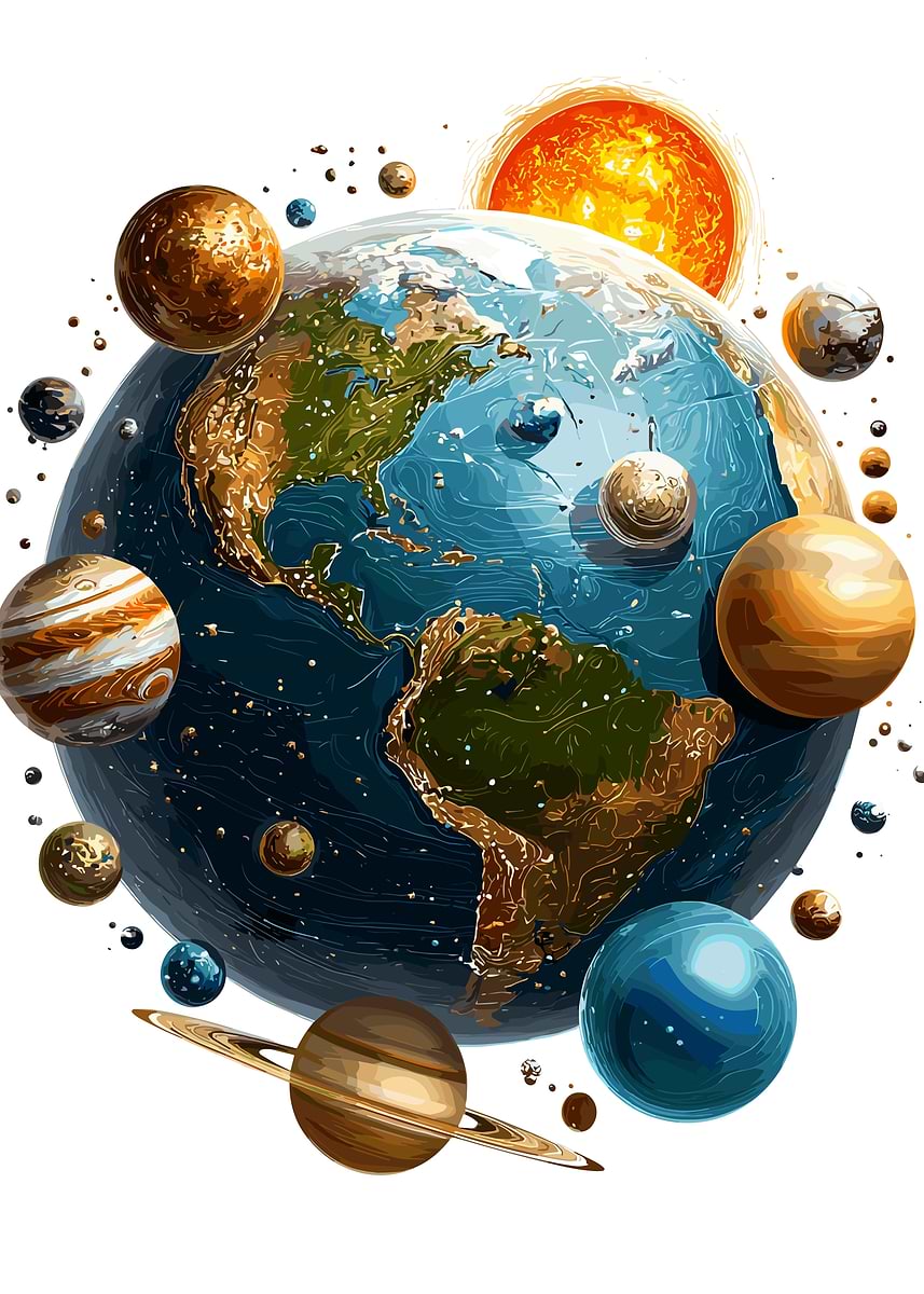 'Earth and Solar System Planets' Poster, picture, metal print, paint by ...
