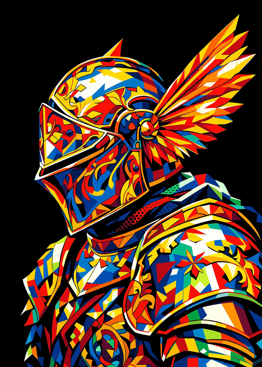 'Colorful Knight Armor Digital Art' Poster, picture, metal print, paint ...