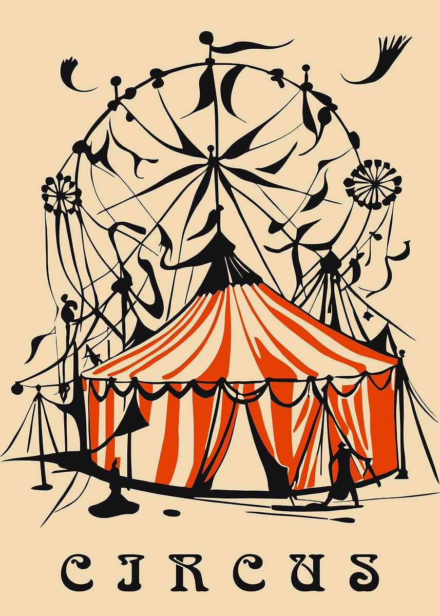 'Vintage Circus Poster with Tent and Ferris Wheel' Poster, picture ...