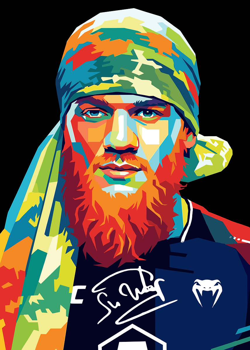 'Colorful Portrait of a Bearded Man' Poster, picture, metal print ...