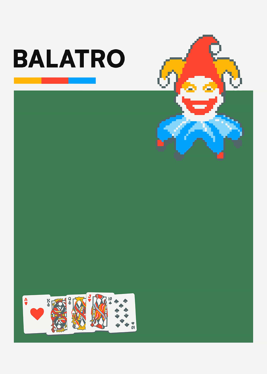 'Balatro Pixel Art with Clown and Cards' Poster, picture, metal print ...