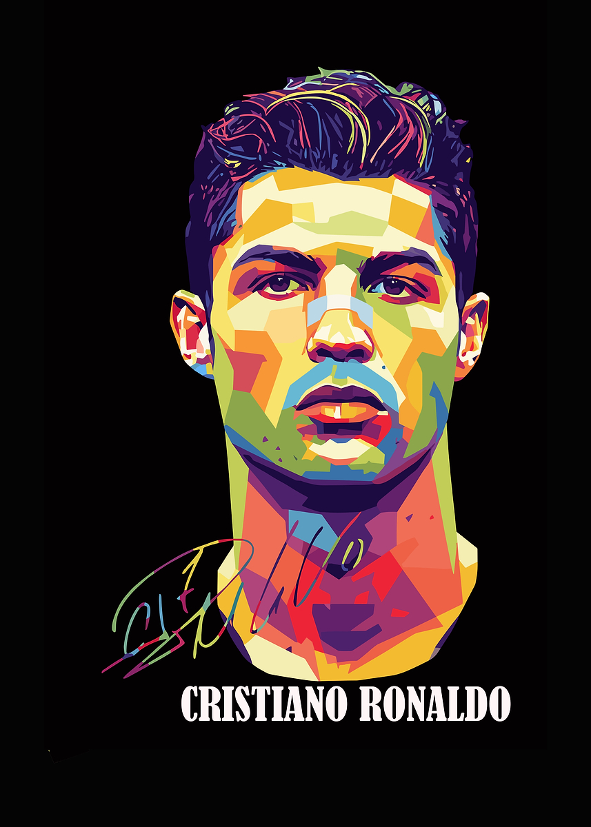 'Cristiano Ronaldo Colorful Portrait' Poster, picture, metal print ...