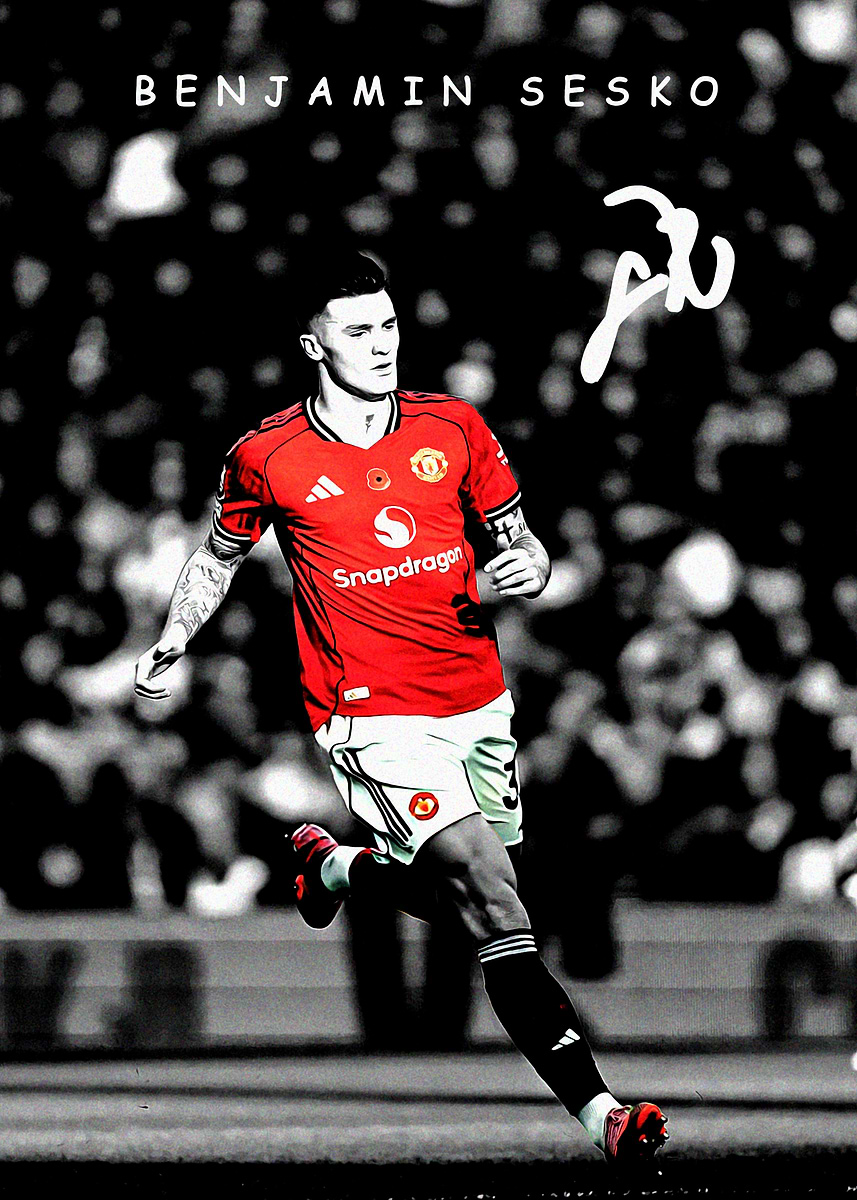 'Benjamin Sesko in Manchester United Jersey' Poster, picture, metal ...
