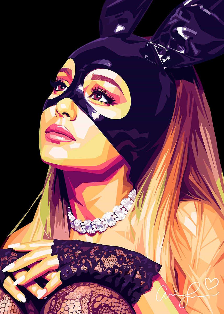 'Ariana Grande Bunny Mask Pop Art' Poster, picture, metal print, paint ...