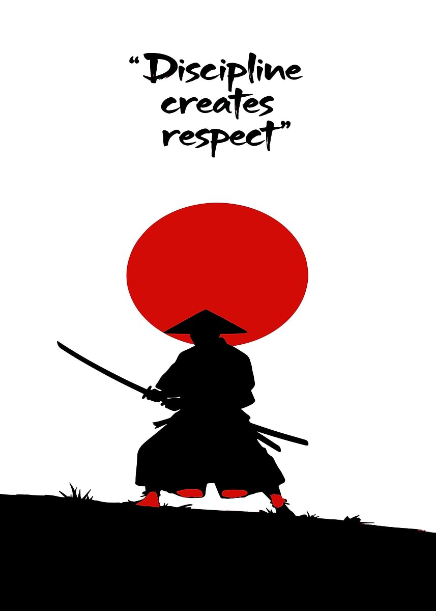 'Samurai Silhouette with Rising Sun' Poster, picture, metal print ...