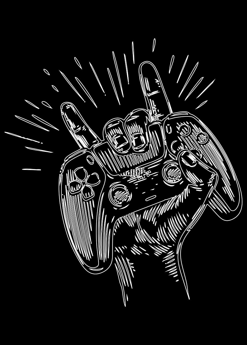 'Rock On Gaming Controller Hand Sign' Poster, picture, metal print ...