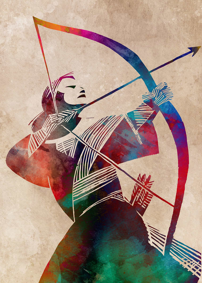 'Colorful Archer Watercolor Illustration' Poster, picture, metal print ...