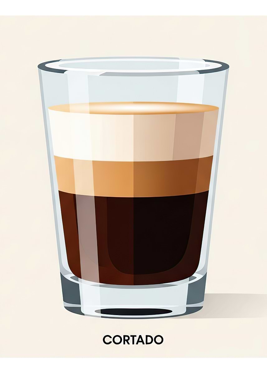 'Cortado Coffee Drink Illustration' Poster, picture, metal print, paint ...