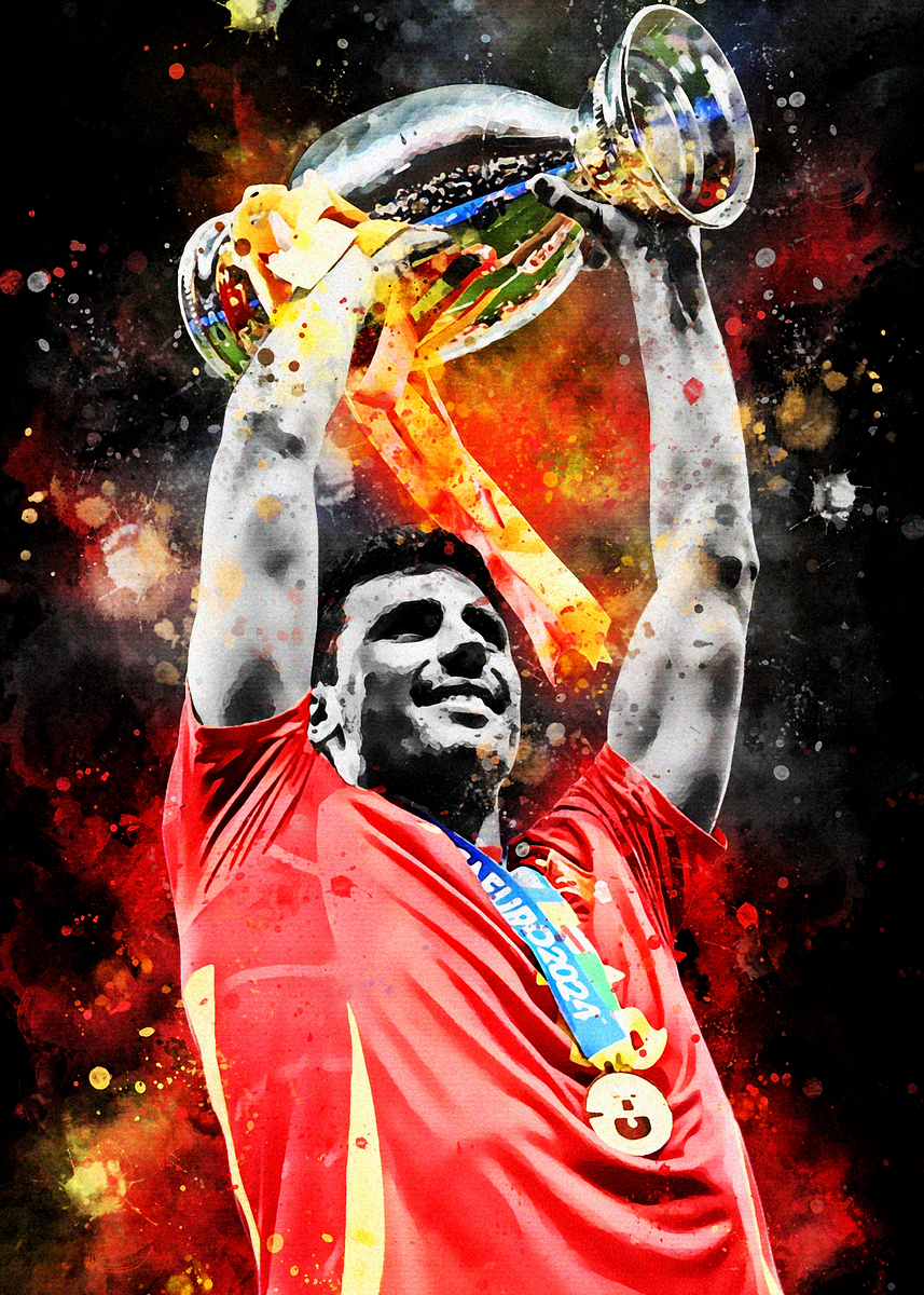 'Rodri Football Player with Trophy' Poster, picture, metal print, paint ...