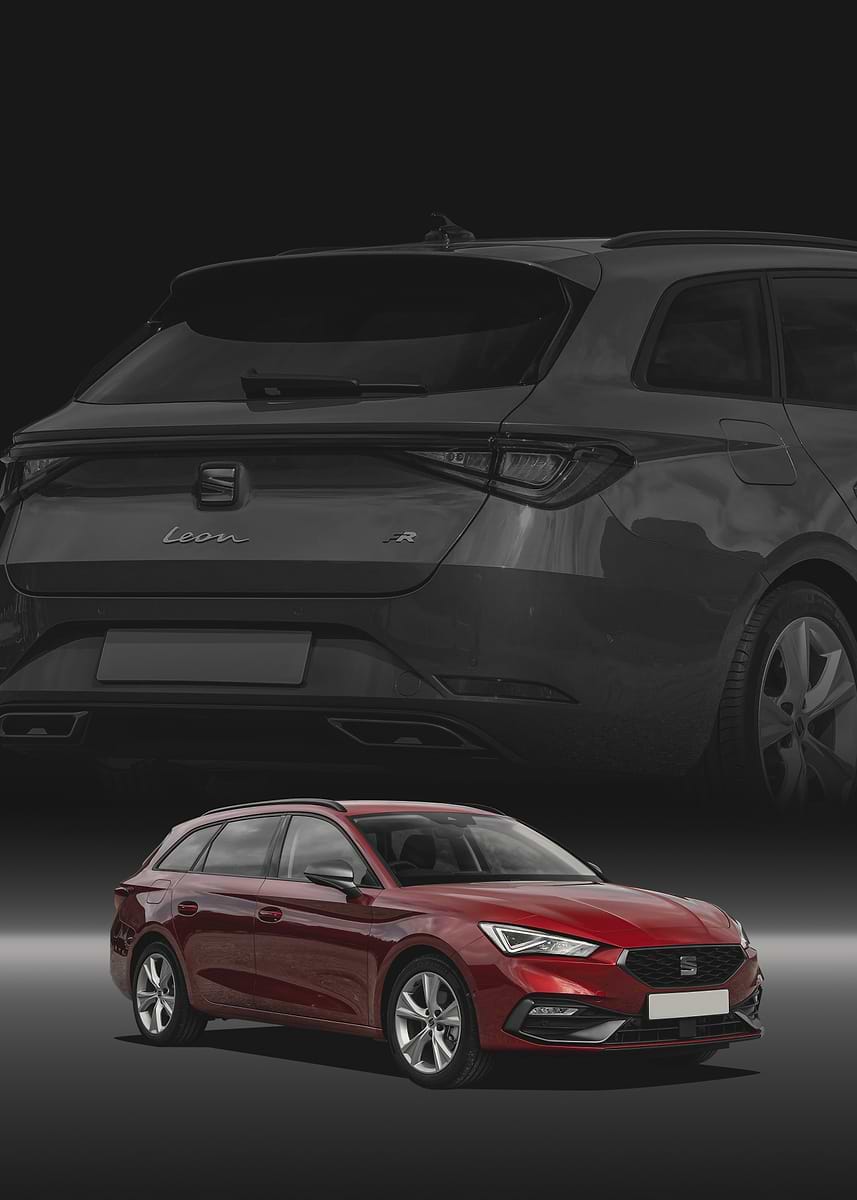 'Red Seat Leon Estate Car' Poster, picture, metal print, paint by ...