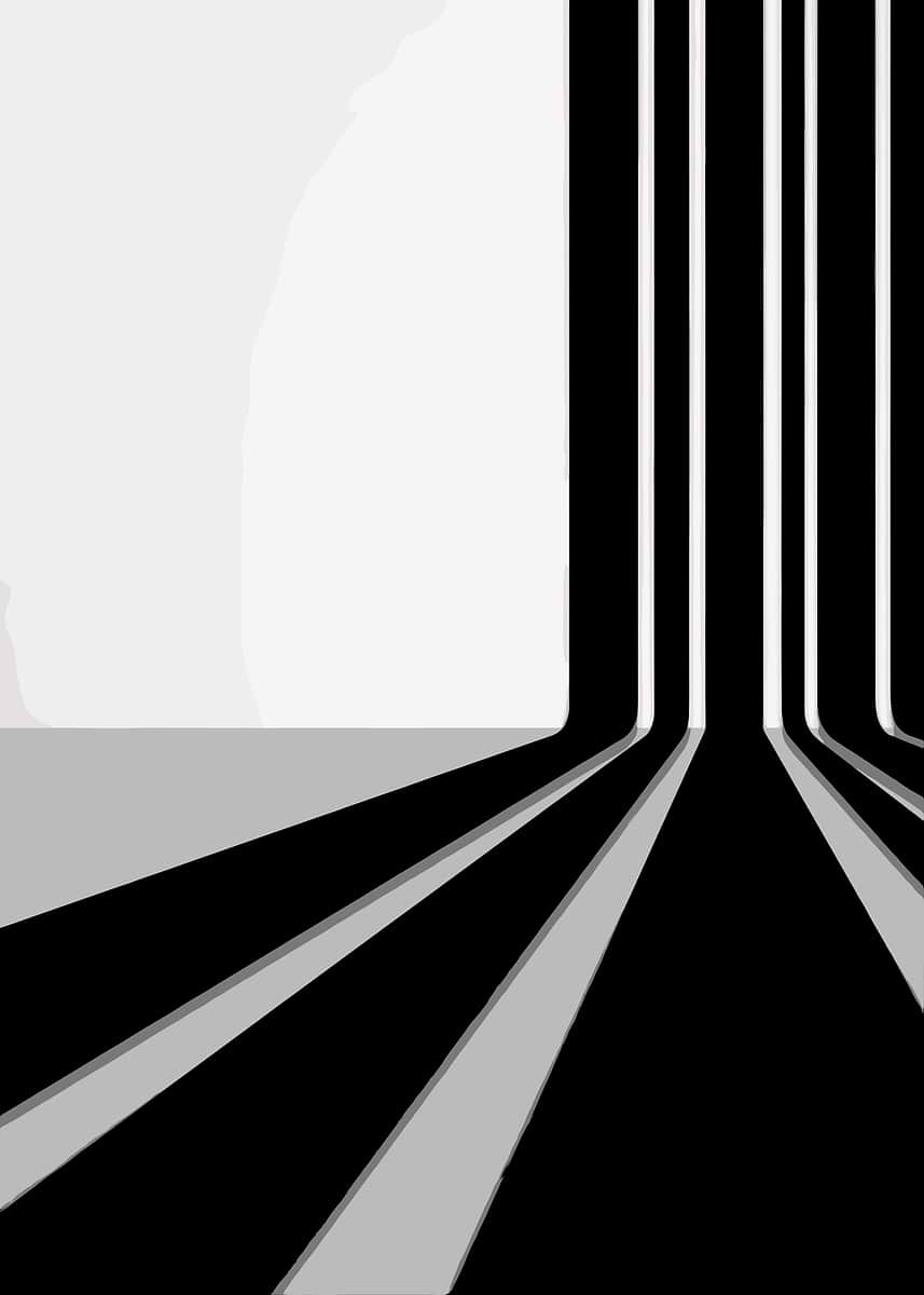 'Abstract Black and White Lines' Poster, picture, metal print, paint by ...