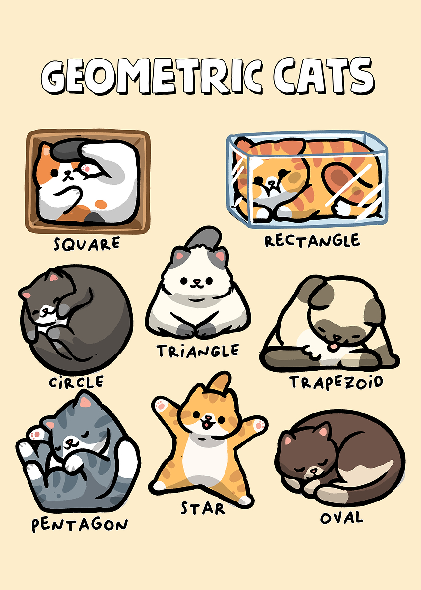 'Geometric Cats' Poster, picture, metal print, paint by GoshWow | Displate