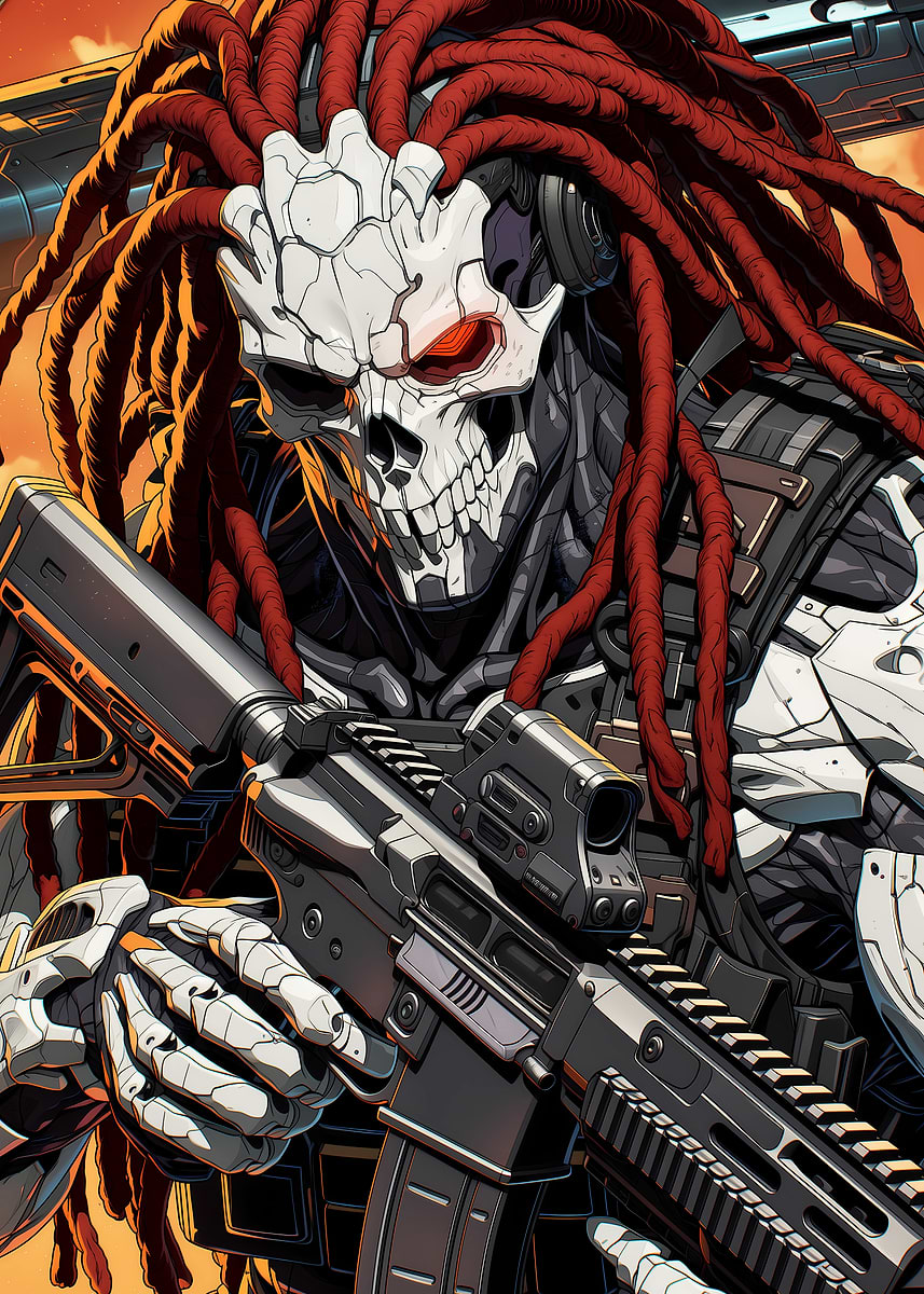'Sunset Enforcer Skull' Poster, picture, metal print, paint by Luong ...