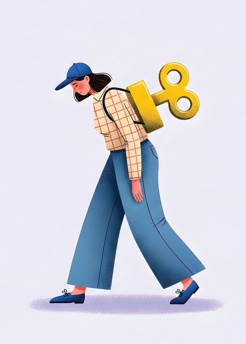 'Wind-Up Woman Walking' Poster, picture, metal print, paint by ArtZiyad ...