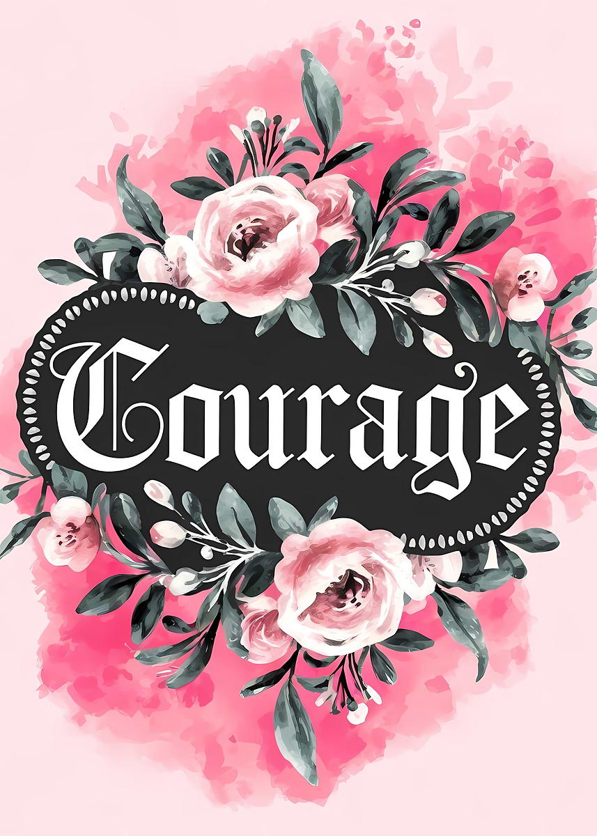 'Courage Floral Watercolor Art' Poster, picture, metal print, paint by ...
