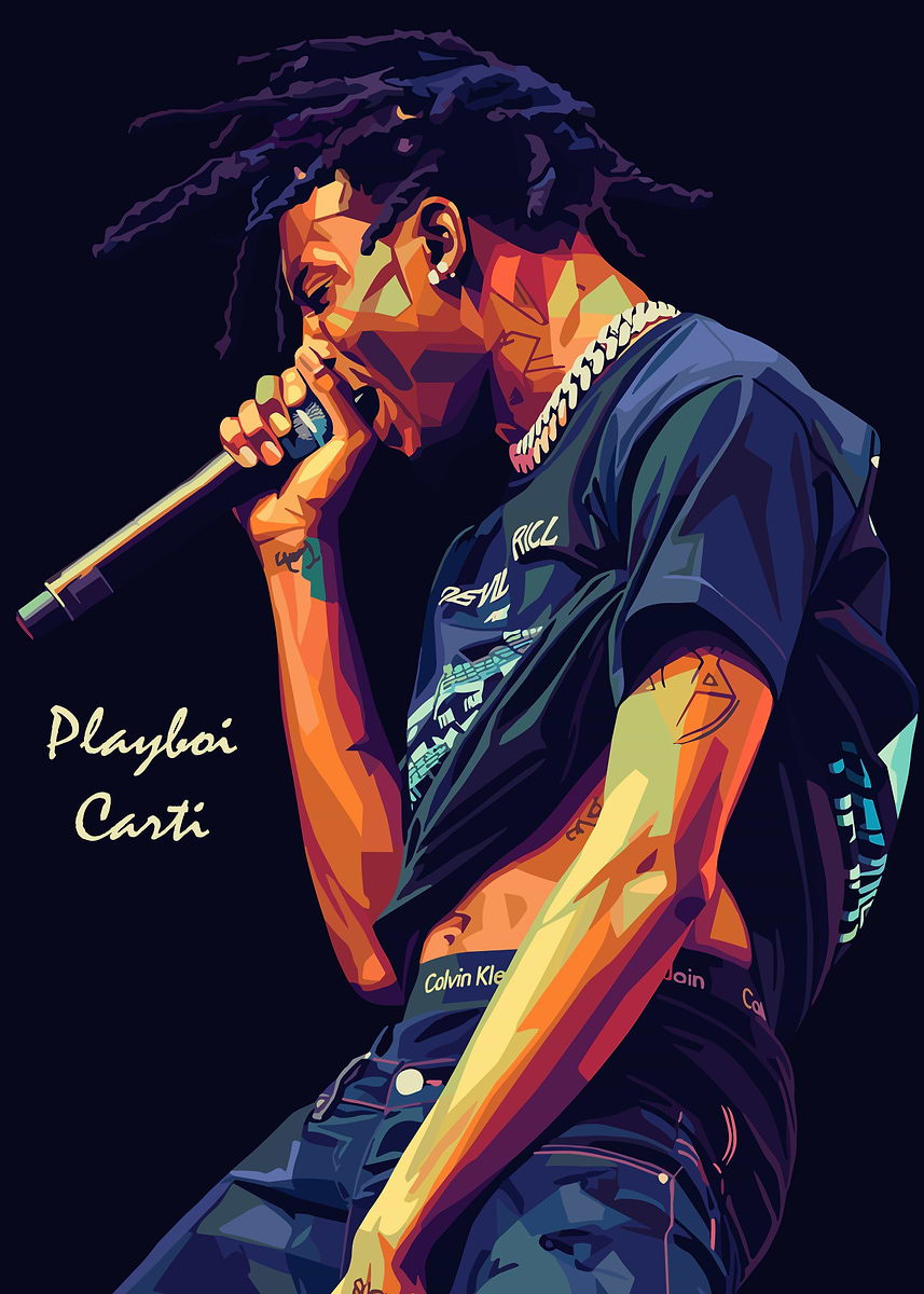 'Playboi Carti Digital Art Portrait' Poster, picture, metal print ...