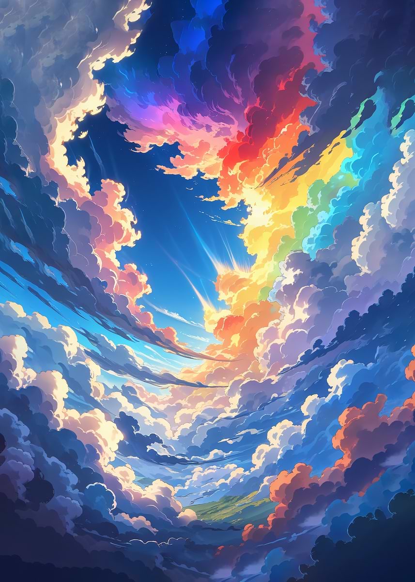 'Colorful Sky with Clouds' Poster, picture, metal print, paint by Loxey ...