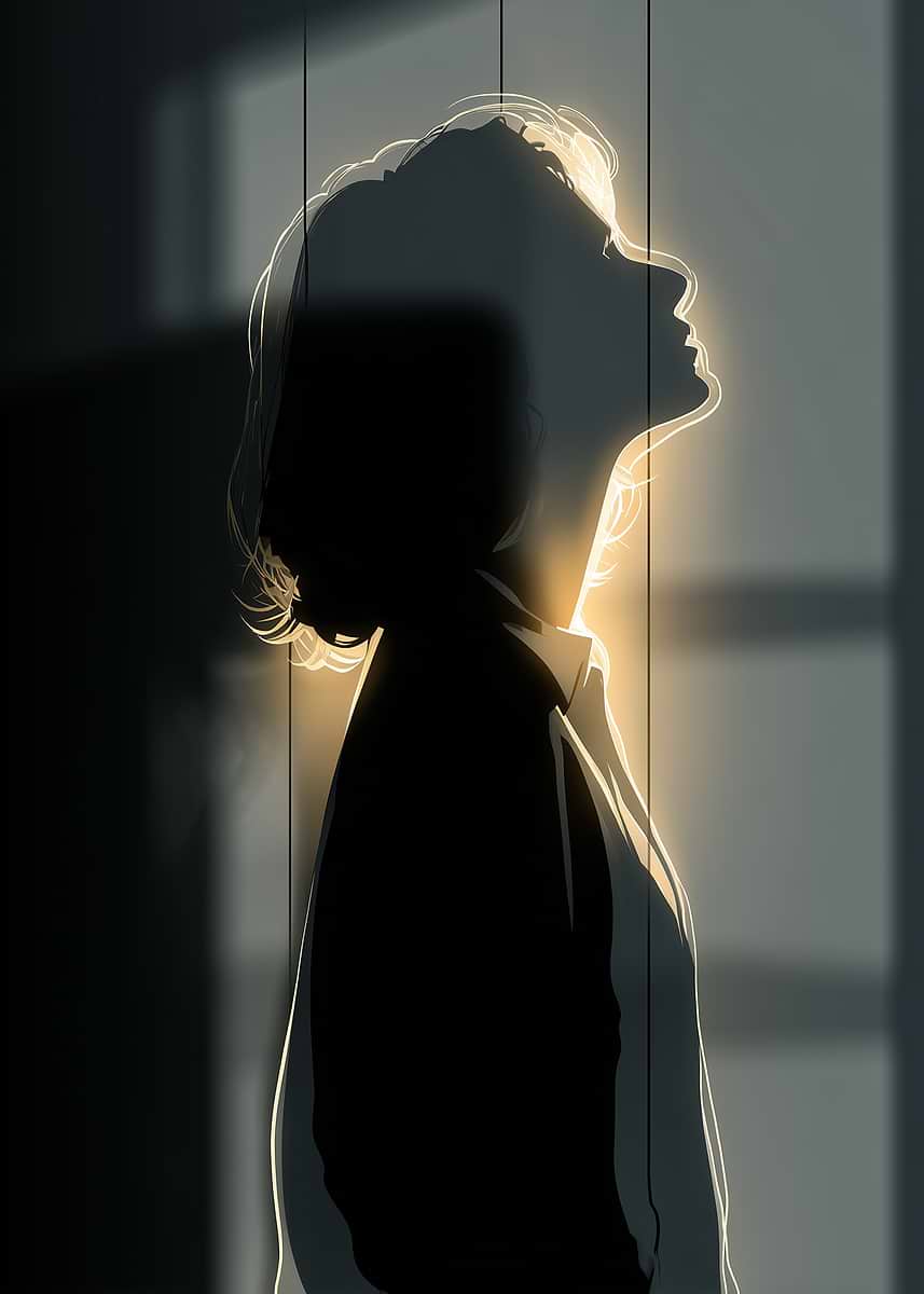 'Silhouette of a Woman Looking Upward' Poster, picture, metal print ...