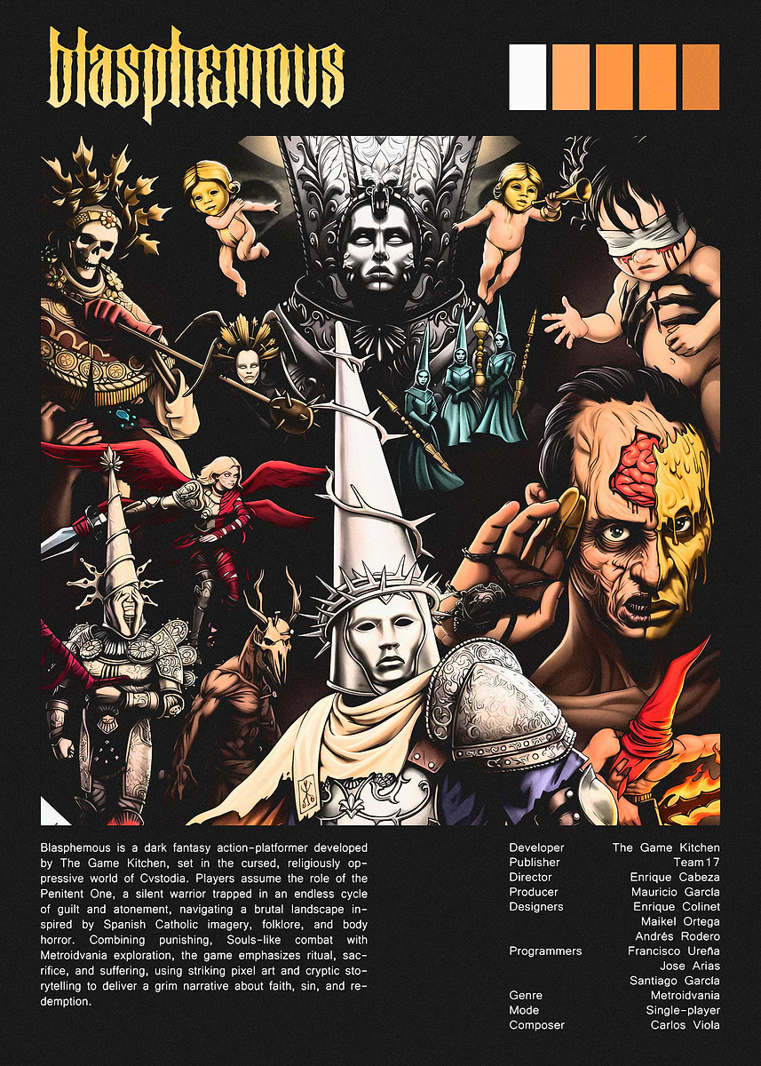 'Blasphemous Game Poster Art' Poster, picture, metal print, paint by ...