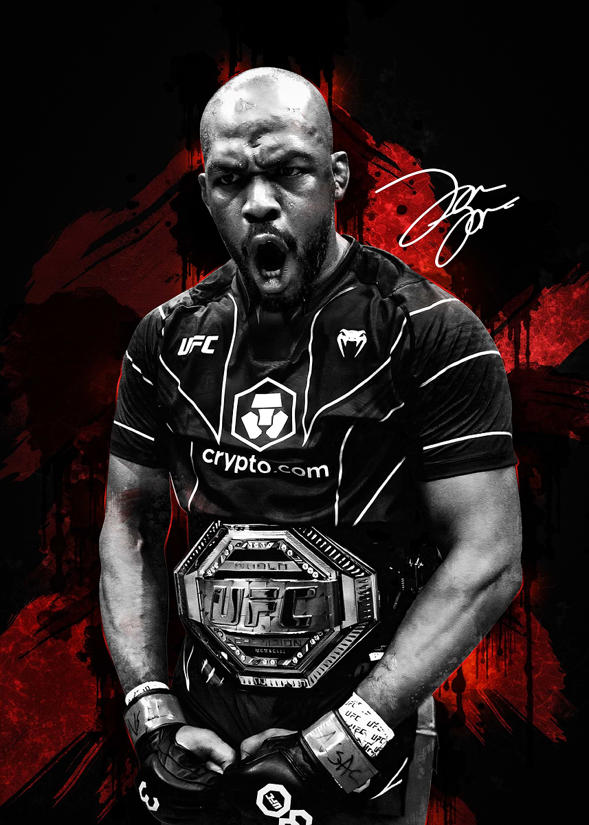 'Jon Jones UFC Champion Portrait with Belt' Poster, picture, metal ...
