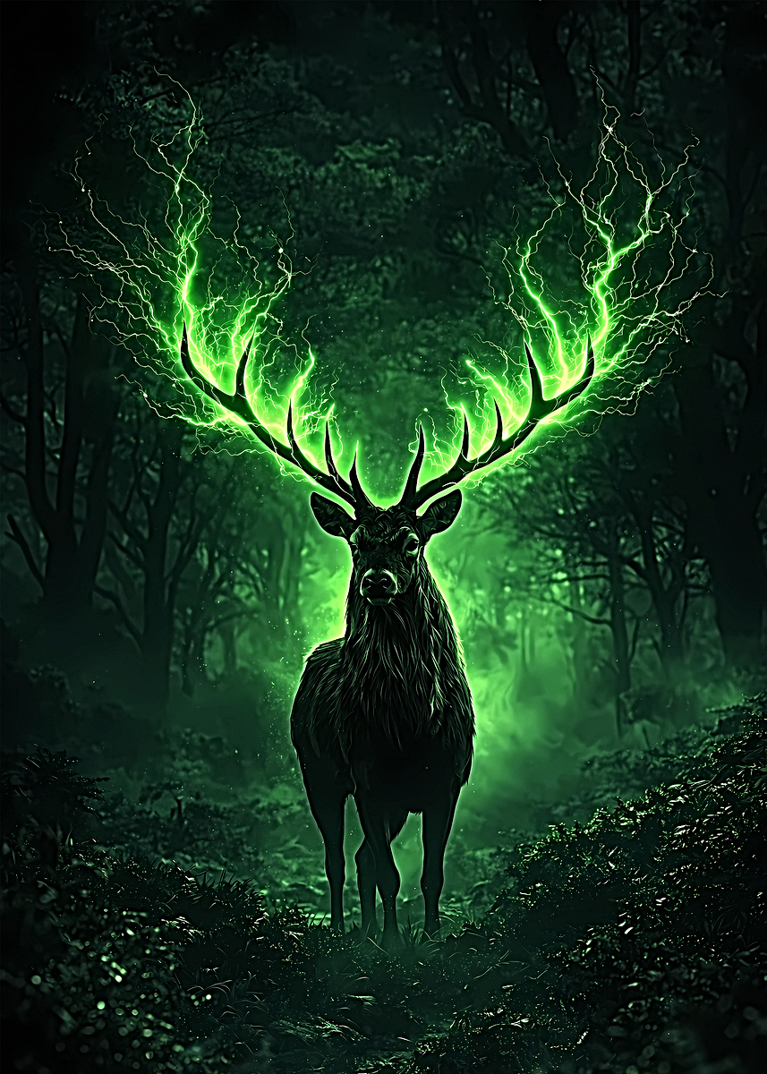 'Great art deer neon' Poster, picture, metal print, paint by Q33 Studio ...