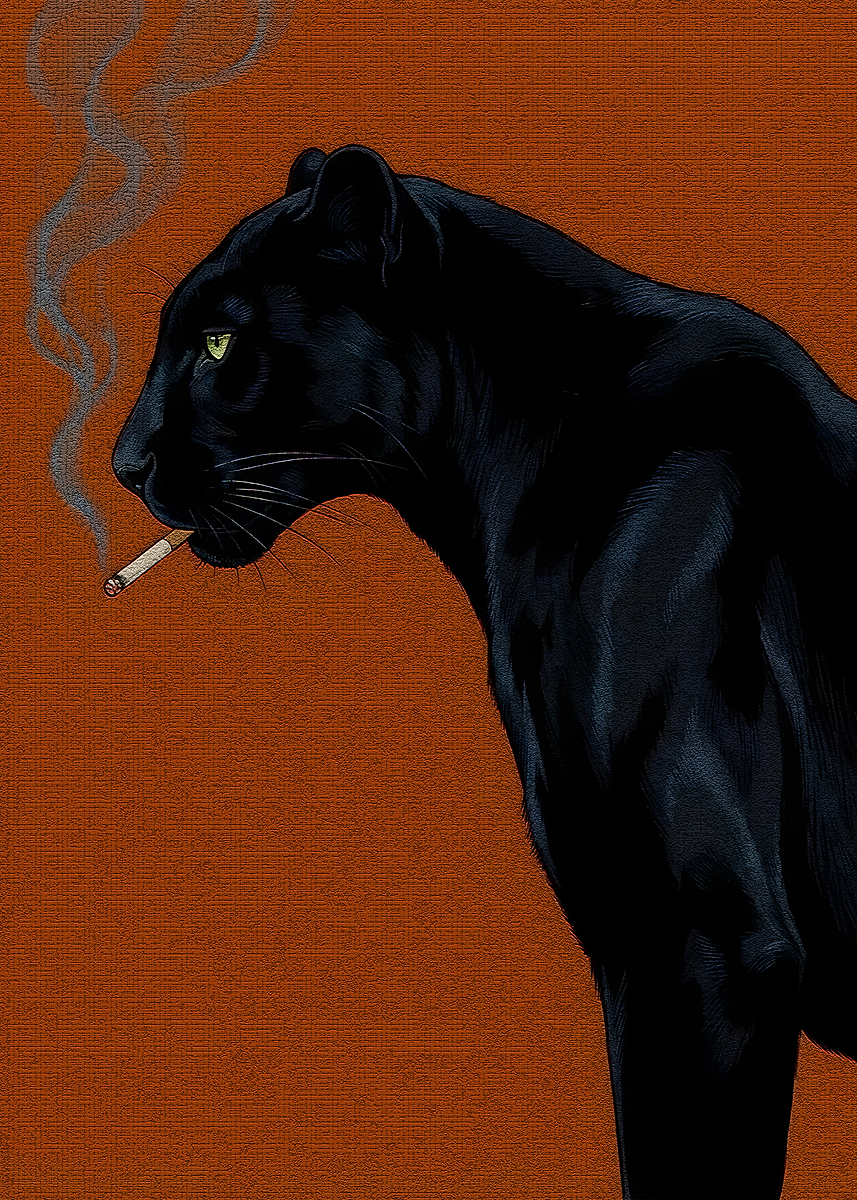 'Smoking Panther Art' Poster, picture, metal print, paint by Izu | Displate